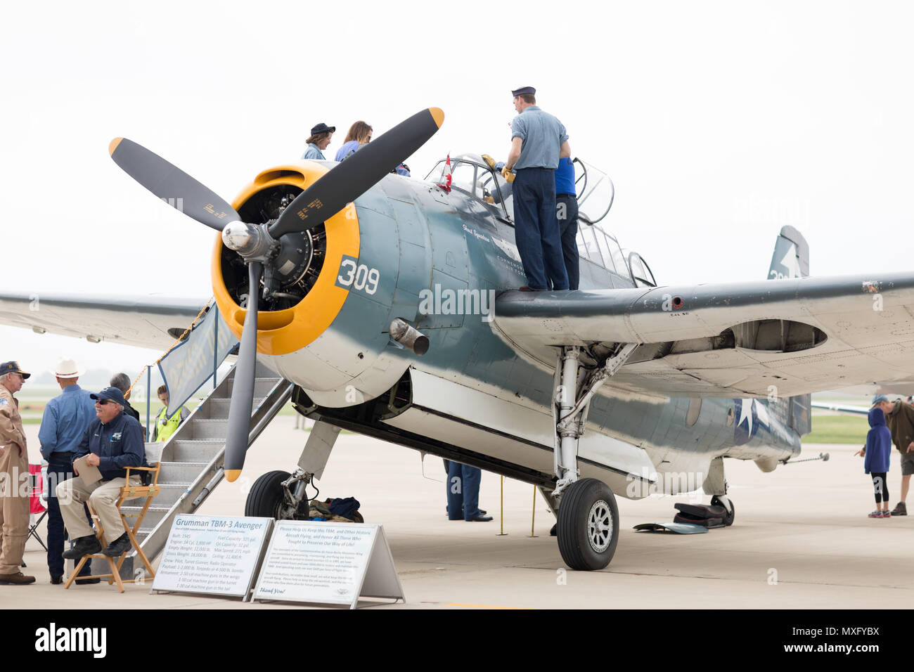 Peru, Illinois, USA - May 19, 2018 Grumman TBF, TBM Avenger parked on ...