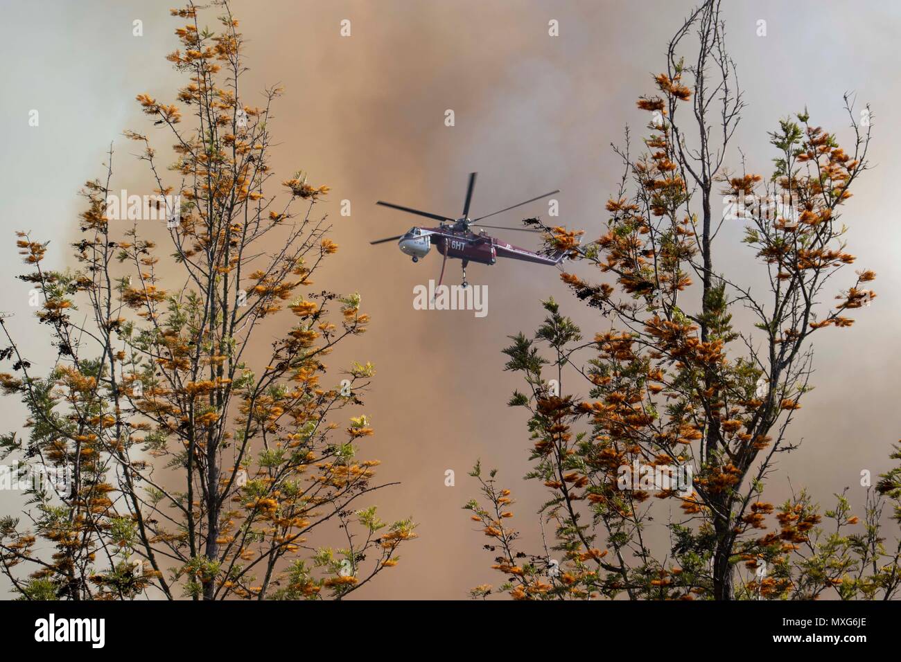 Fire Helicopter Flying into Action to Fight a Brush Fire in Aliso Viejo ...