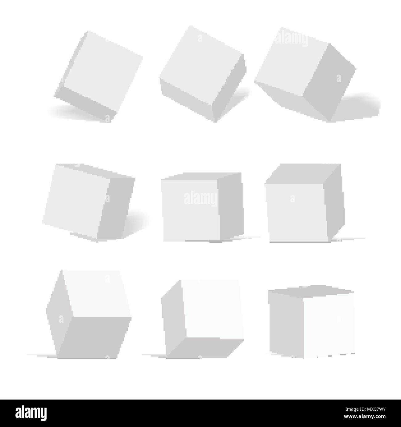 Cube icon set with perspective. 3d model of a cube. Isolated on white background. Vector ...