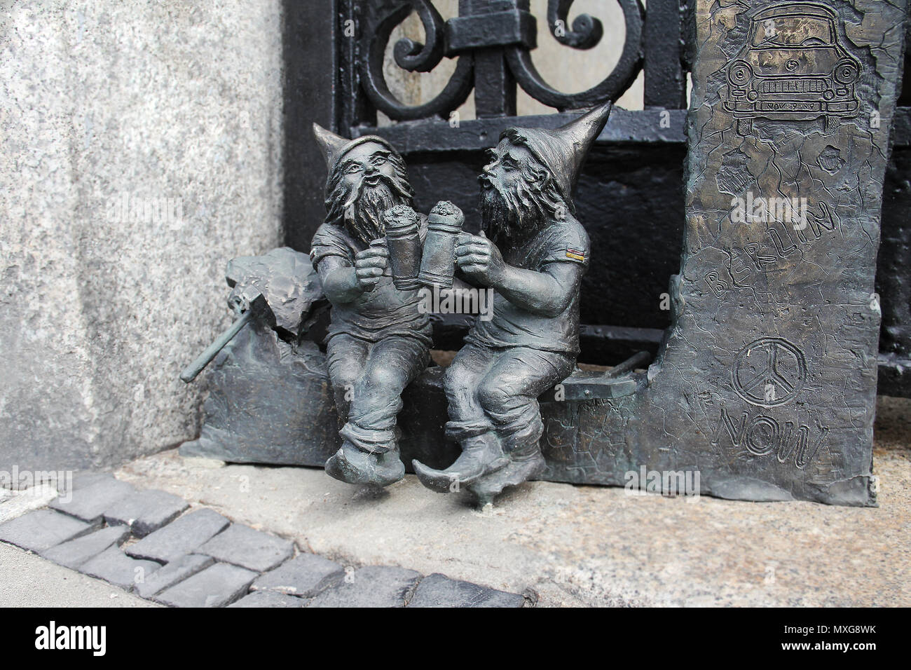 Dwarfs in Wroclaw, Poland. Bronze statues around the city Stock Photo ...