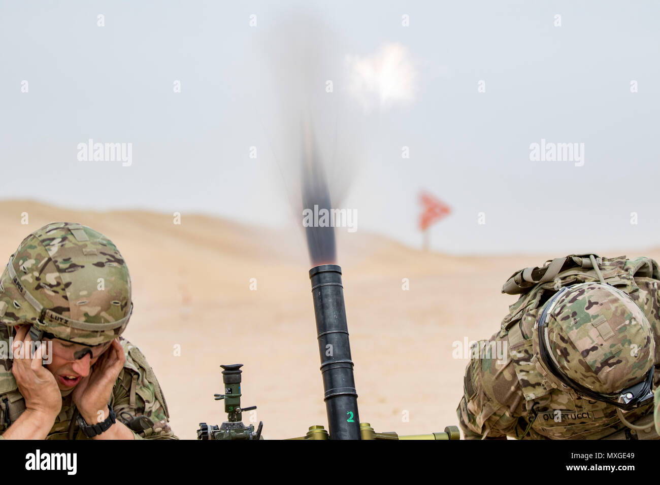 Mortar Soldiers with the 77th Armored Regiment, 3rd Brigade, 1st ...