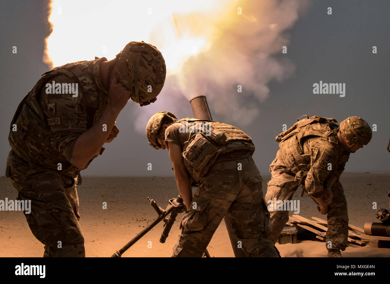 Mortar Soldiers with the 77th Armored Regiment, 3rd Brigade, 1st ...