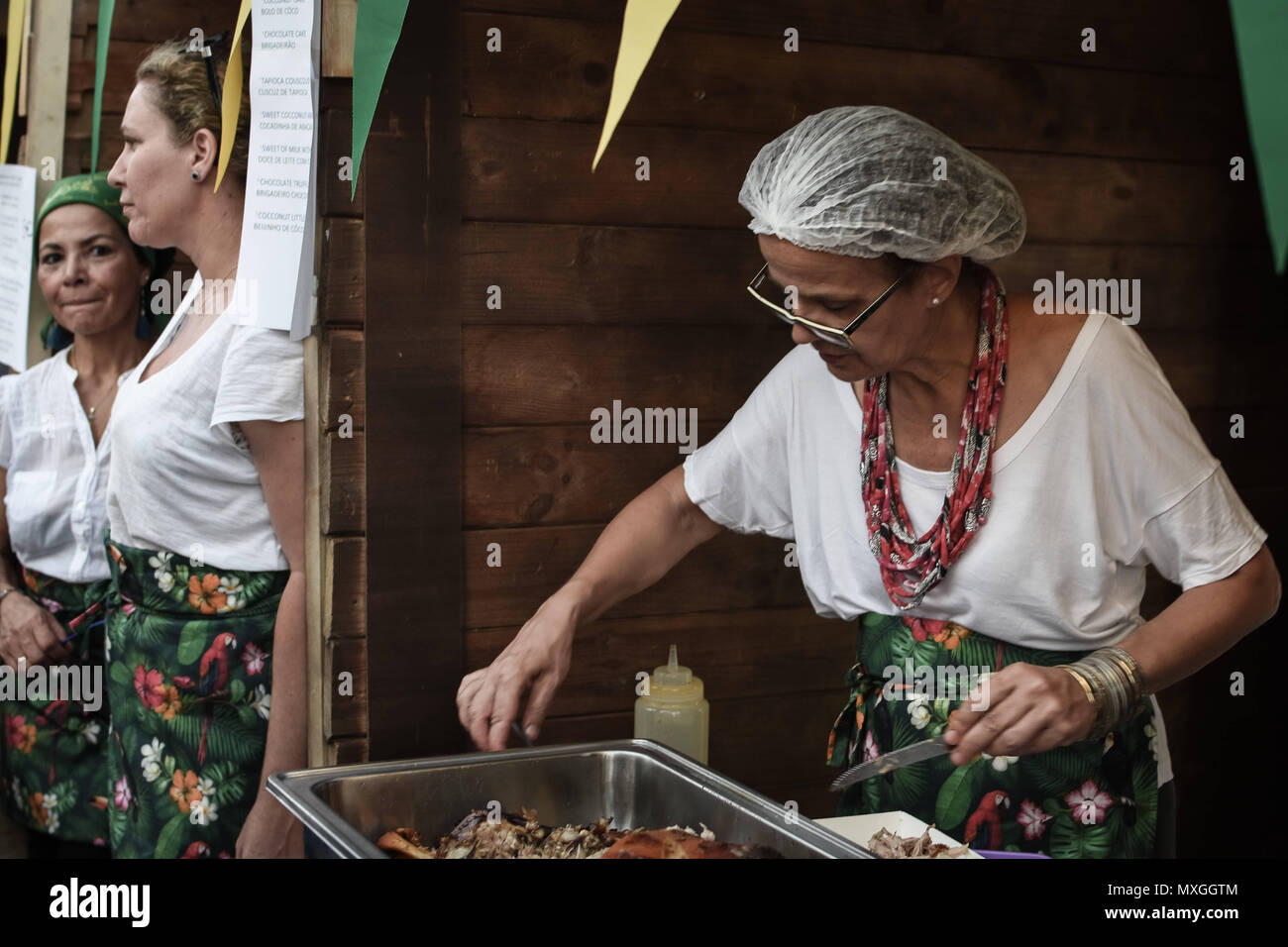 Athens, Greece. 3rd June, 2018. Brazilian female chef seen cooking at ...