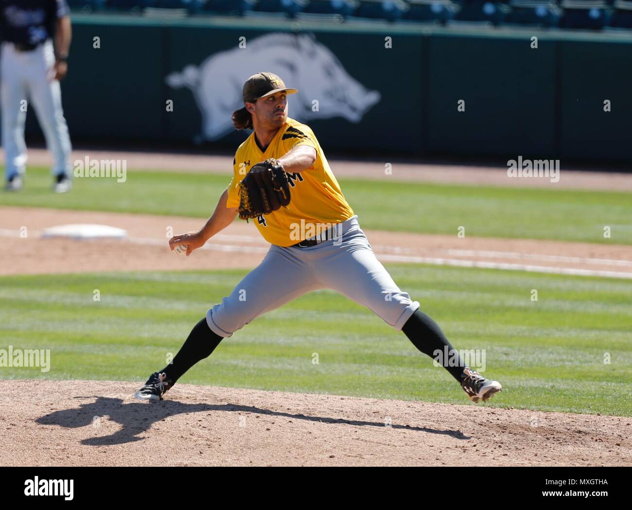 The Plate. 3rd June, 2018. Southern Miss pitcher Jarod Wright #4 ...