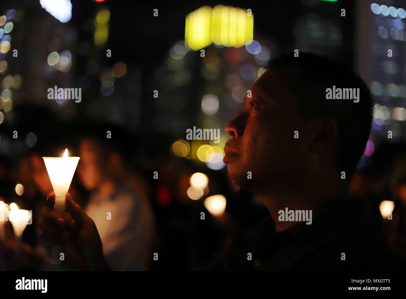 Hong Kong, CHINA. 4th June, 2018. Hong Kong citizens participated in the annual Candle Light ...