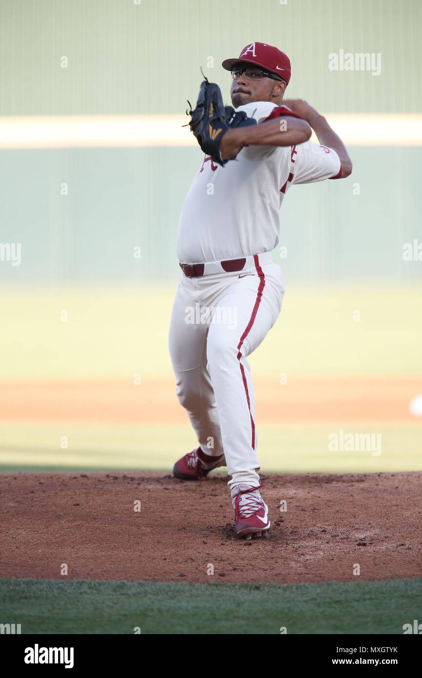 Jun 3, 2018: Razorback starting pitcher Isaiah Campbell #55 works from ...