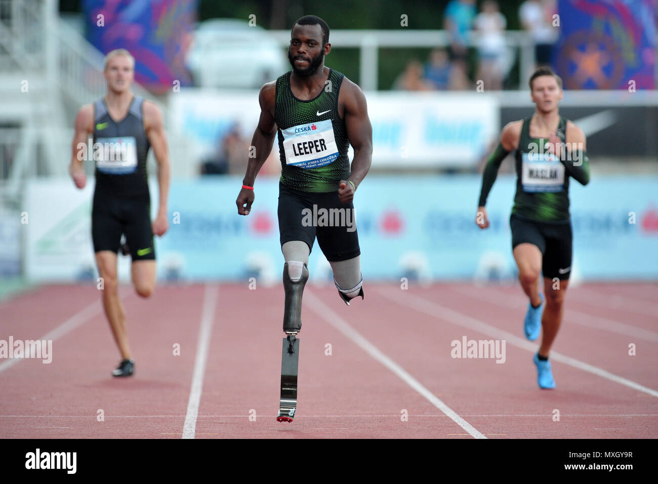 Prague, Czech Republic. 4th June, 2018. Blake Leeper of USA wins the ...