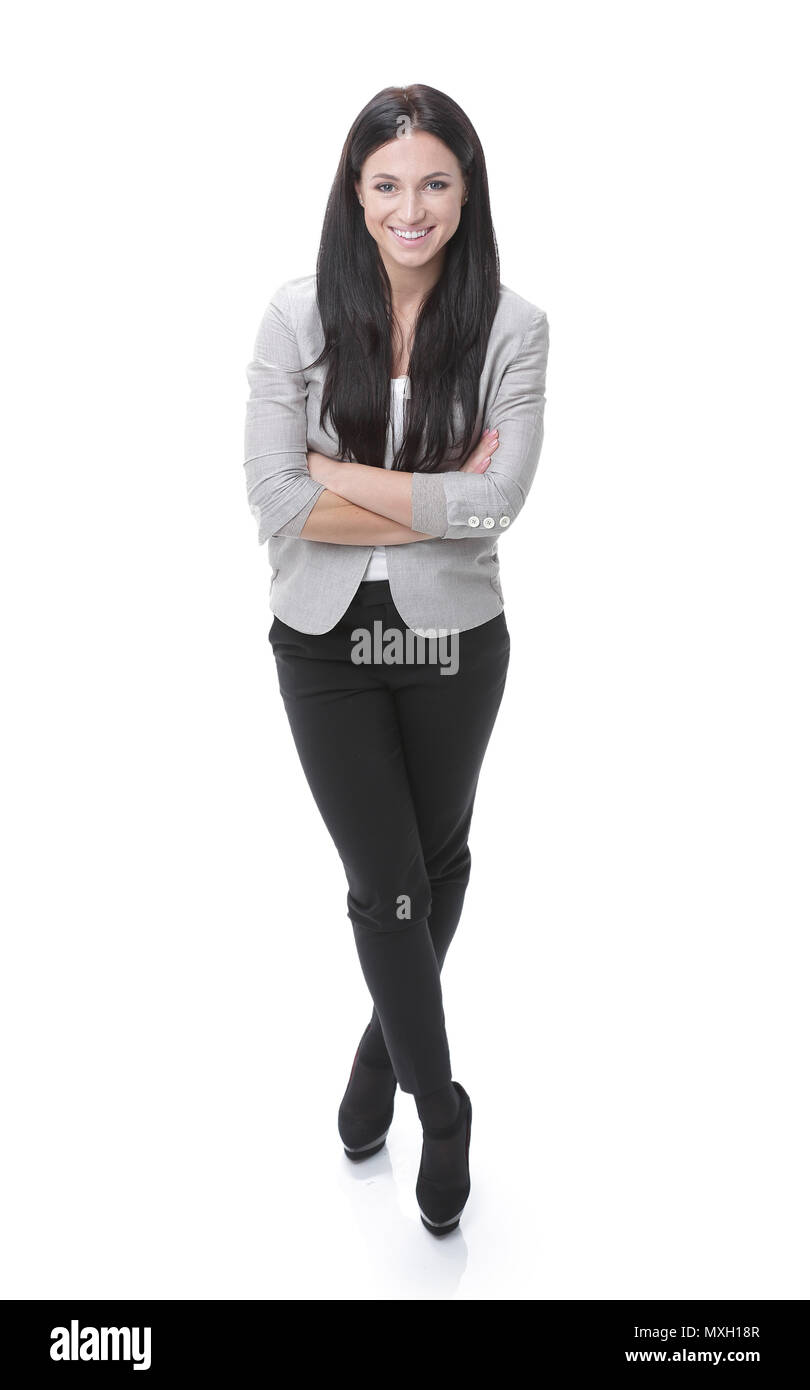 Portrait in full growth of a successful young woman Stock Photo - Alamy