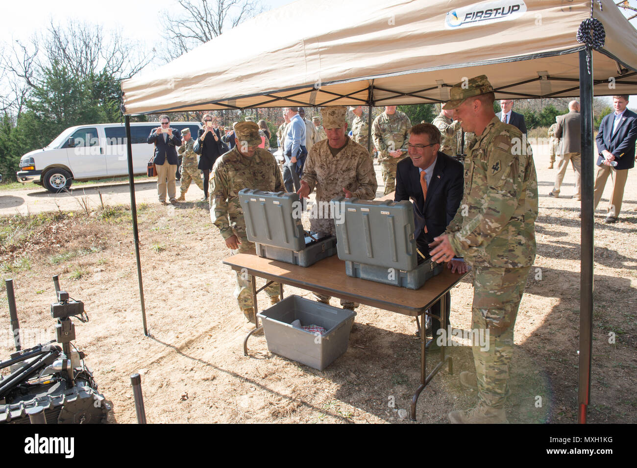 Secretary of Defense Ash receives a hands on demonstration of route ...