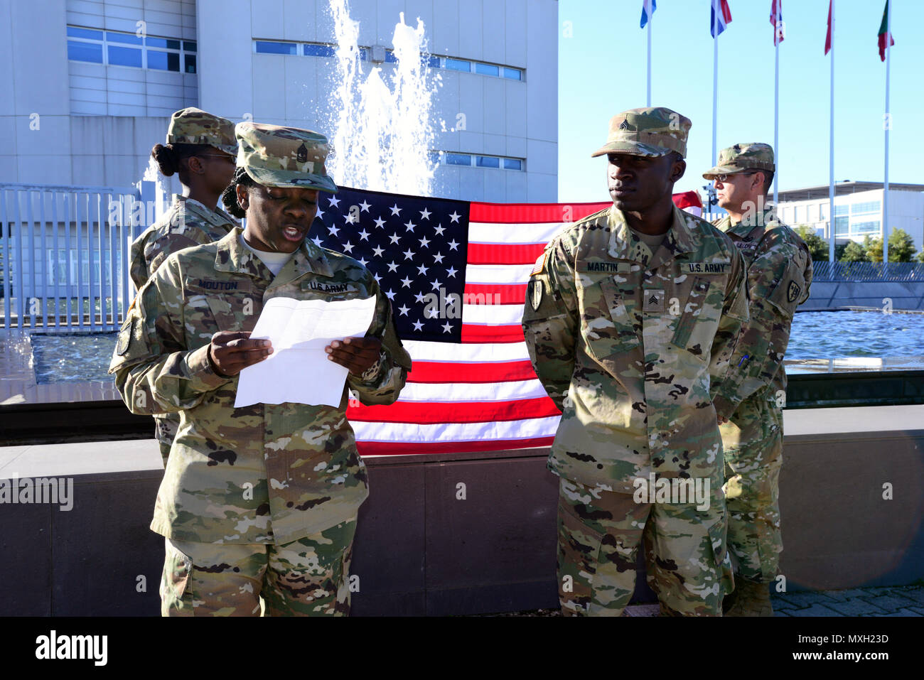 U.S Army 1st Sgt. Ta Mouton with the Allied Forces South Battalion of ...