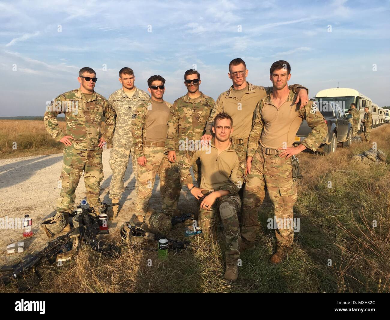 Soldiers from the 767th Ordnance Company (EOD) on Sicily Drop Zone on Nov 3 following the first ...