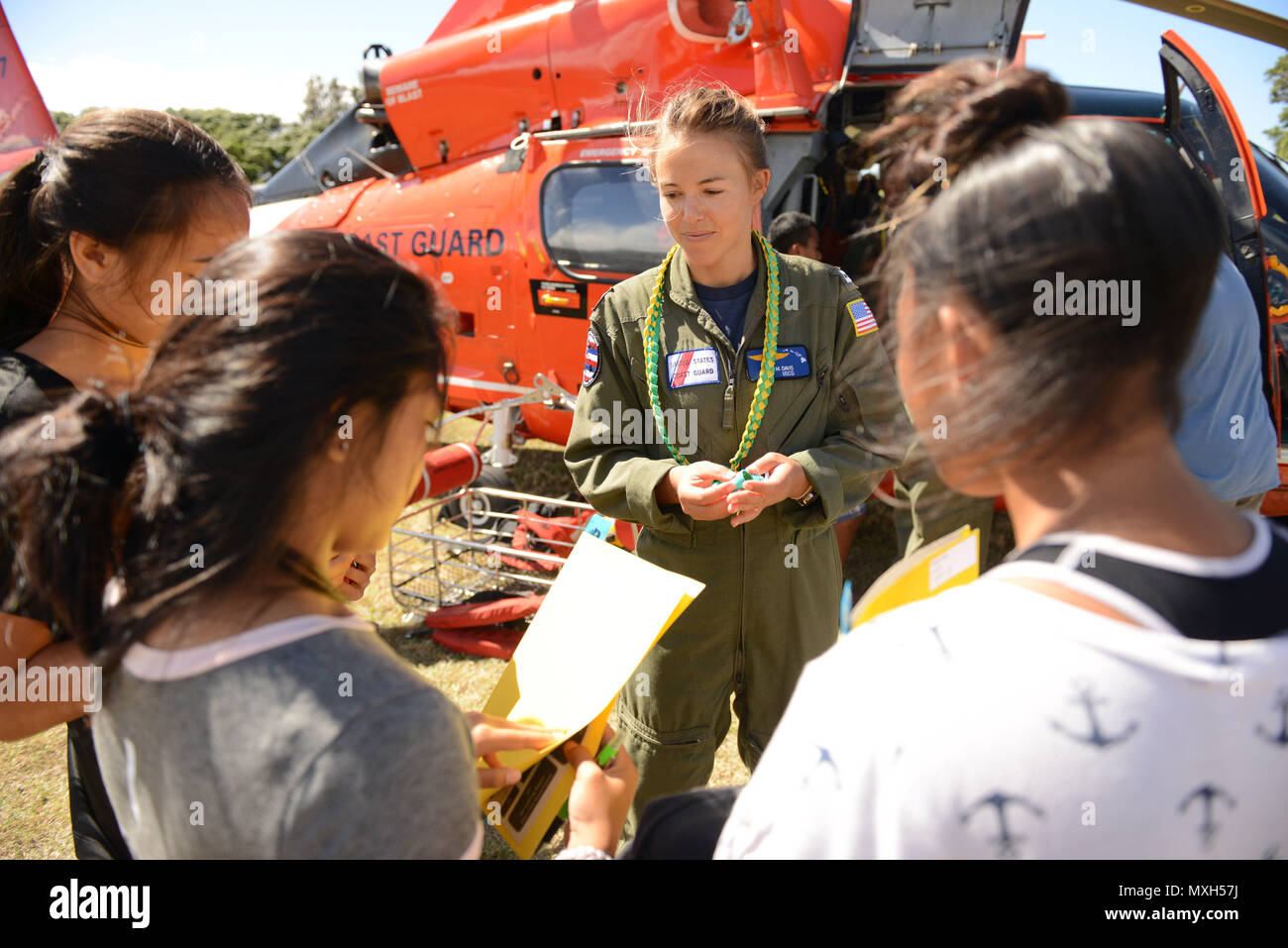 Lt. Lisa Davis, an MH-65 Dolphin helicopter pilot at Coast Guard Air ...