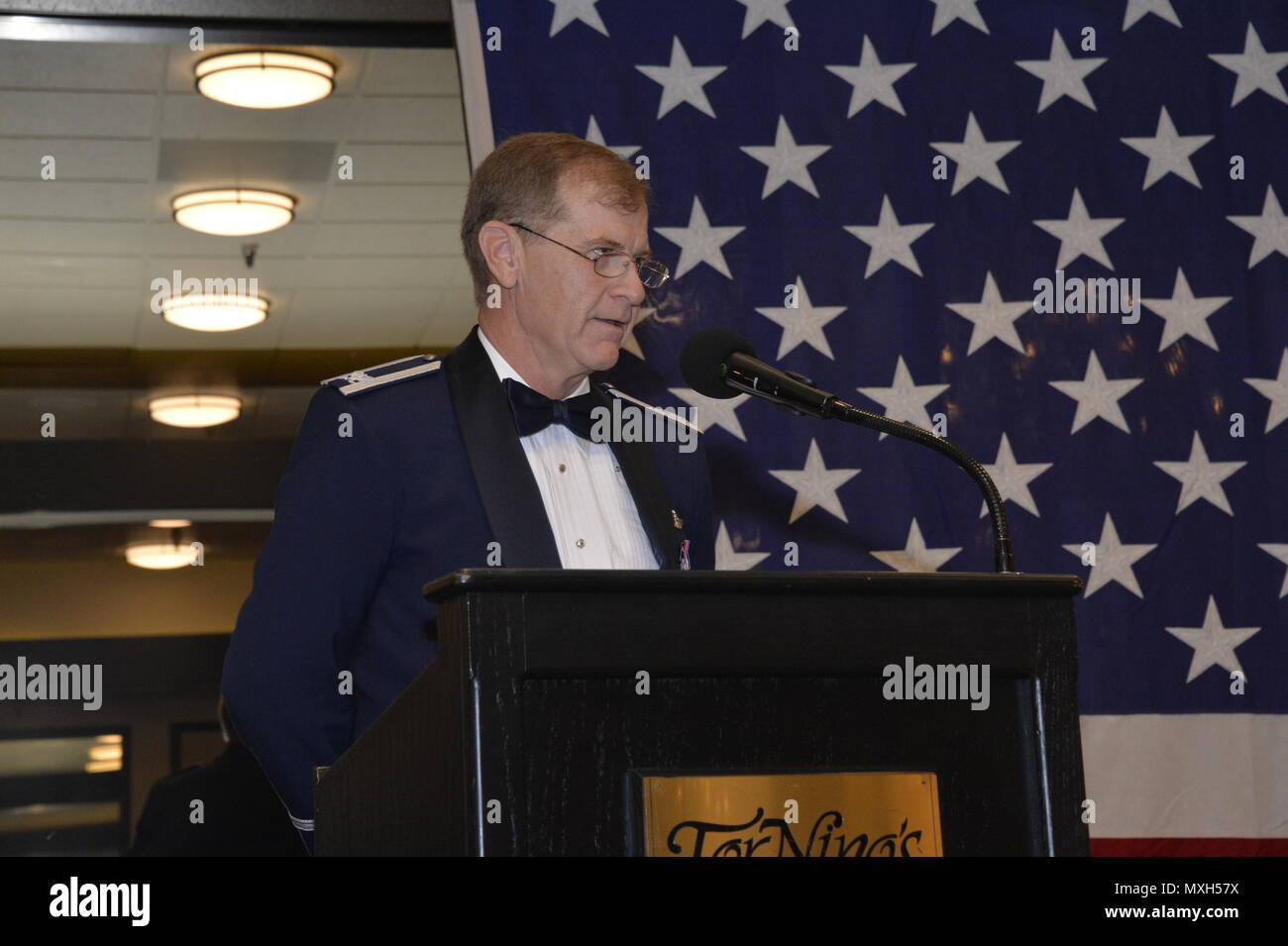 U.S. Air Force Col. Reed Drake, 144th Fighter Wing Commander, addresses ...