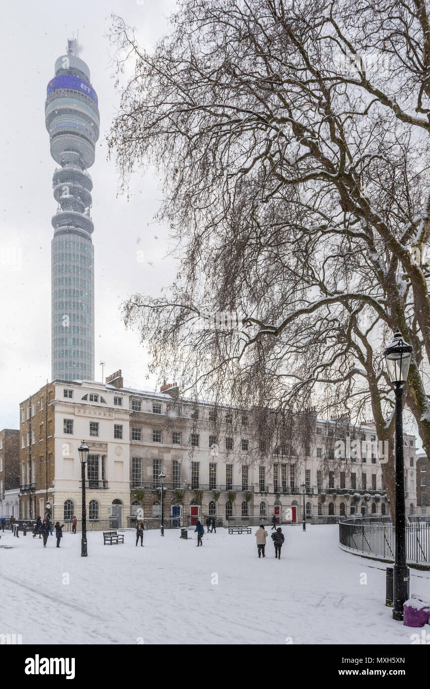 Fitzroy Square in the snow, Fitzrovia, London, UK Stock Photo - Alamy