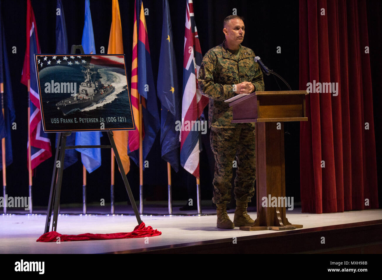 U.S. Marine Corps Brig Gen. Matthew G. Glavy speaks during a ceremony ...