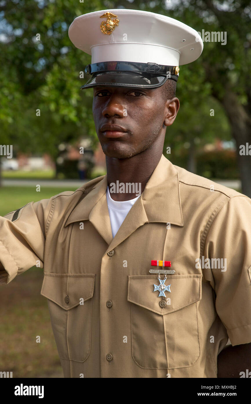 Pfc. Calvin L. Robertson, honor graduate for Platoon 2038, Fox Company ...