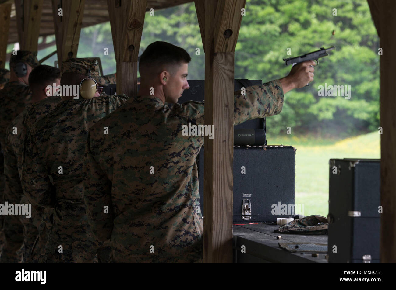 1stLt Philip Urban, a Marine Corps Shooting Team competitor, fires down ...