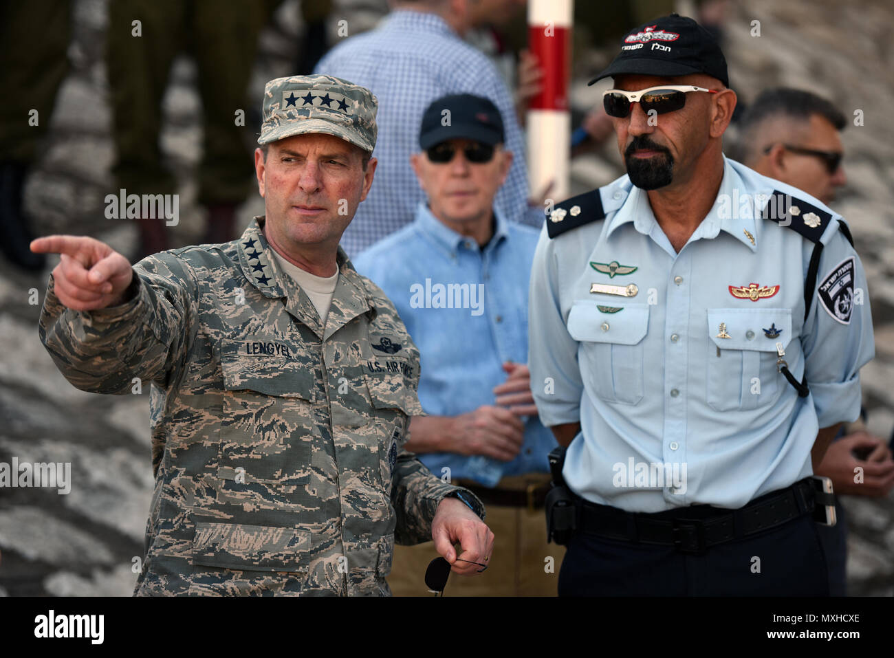Air Force Gen. Joseph Lengyel, chief, National Guard Bureau, talks with ...