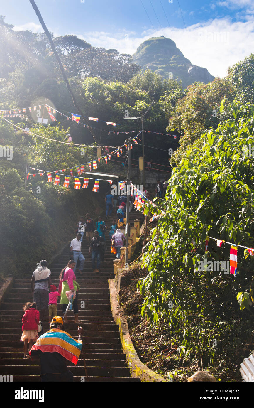 ADAM'S PEAK, SRI LANKA - DECEMBER 2017: Buddhist pilgrims walking the ...