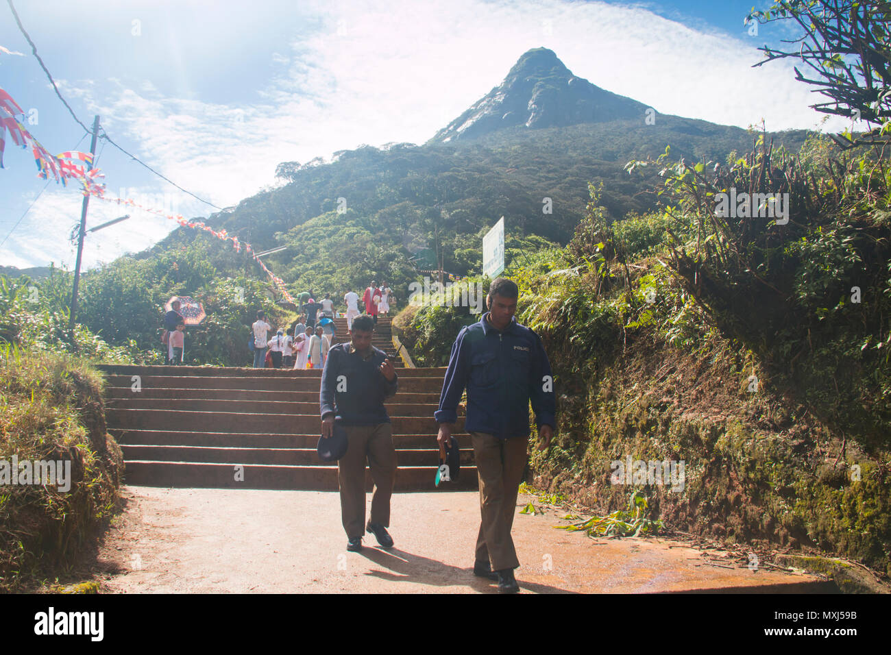ADAM'S PEAK, SRI LANKA - DECEMBER 2017: Buddhist pilgrims walking the ...