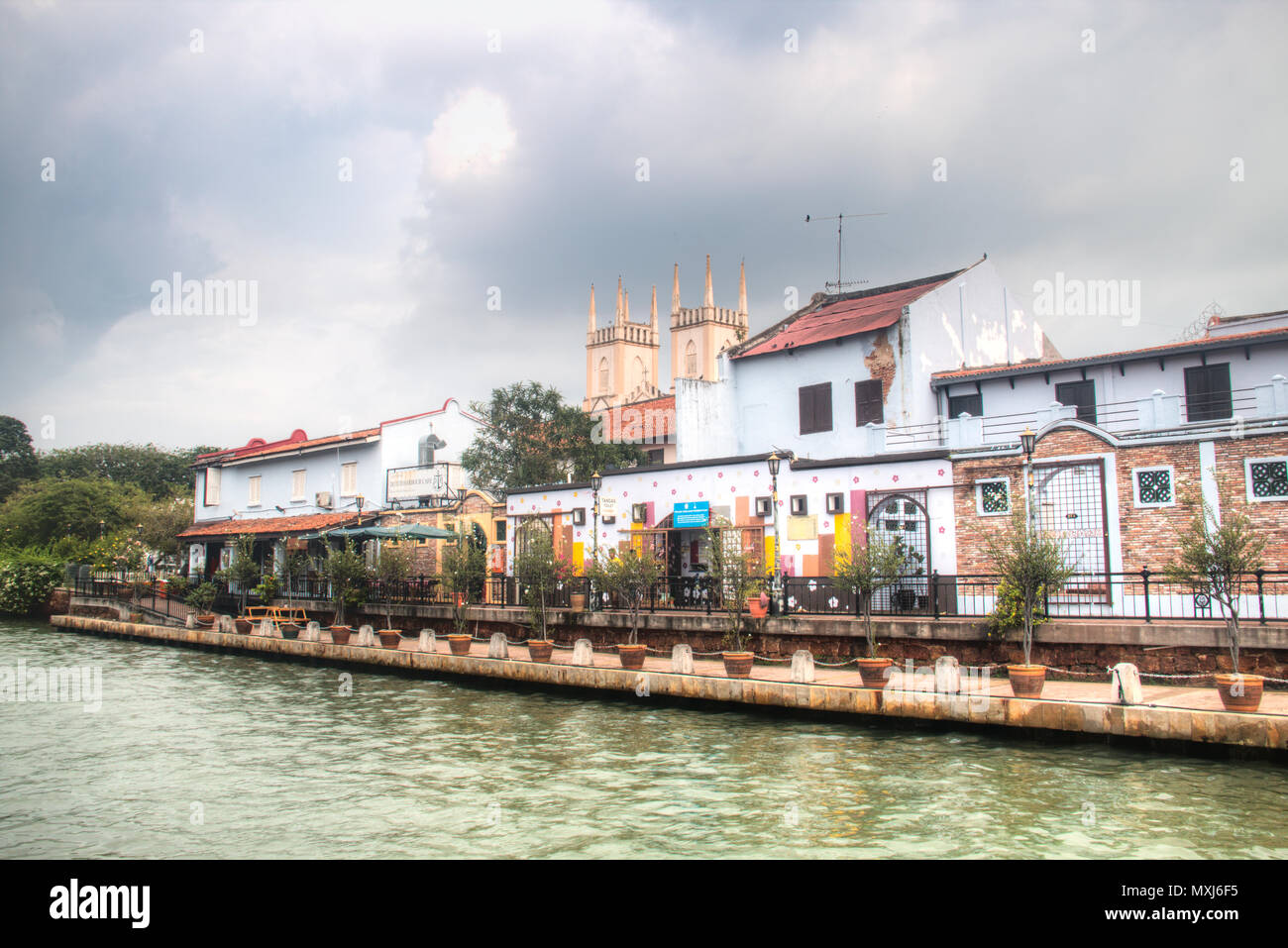 Colorful buildings near the main river in the historical center of ...