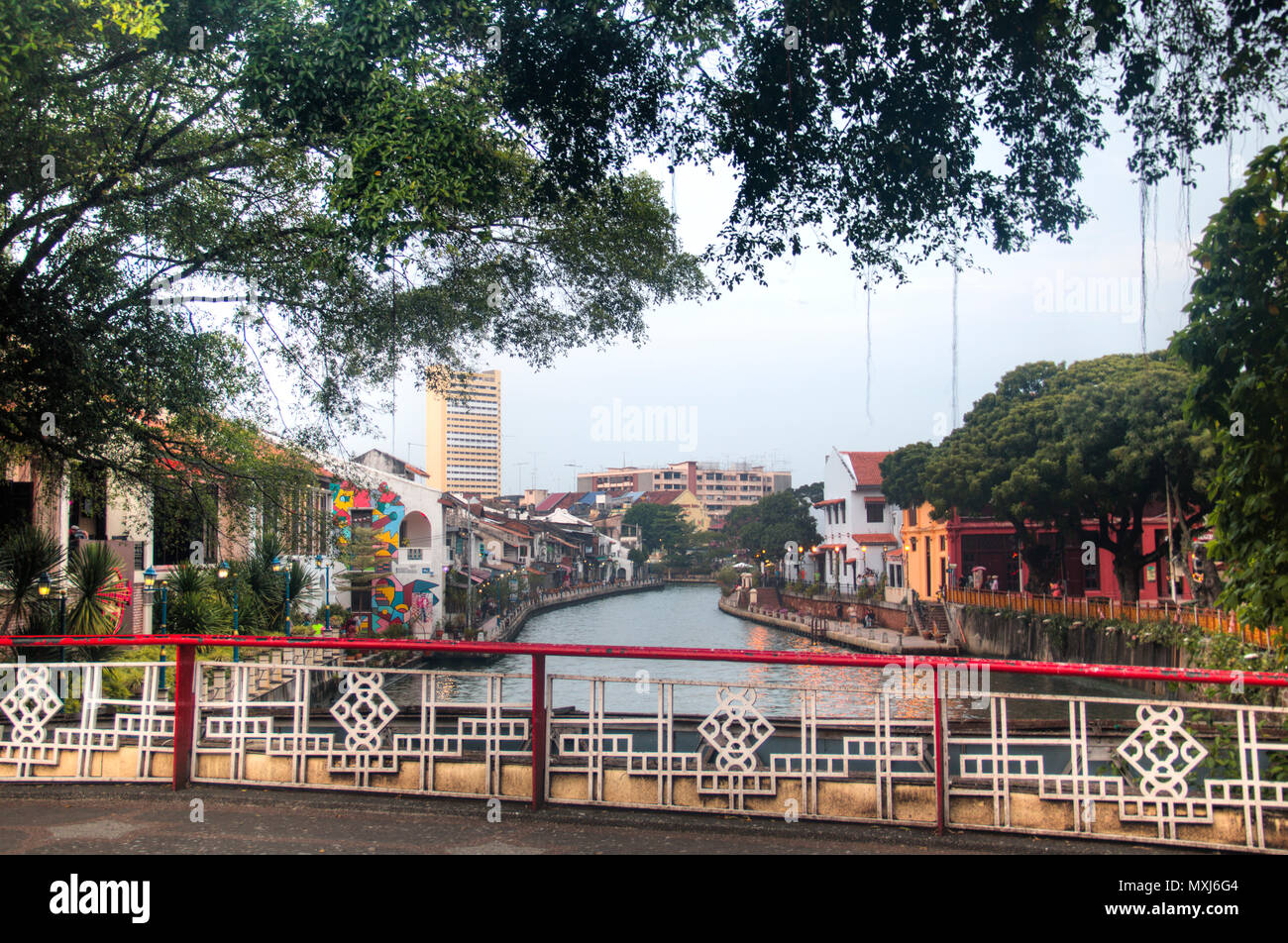 Colorful buildings near the main river in the historical center of ...