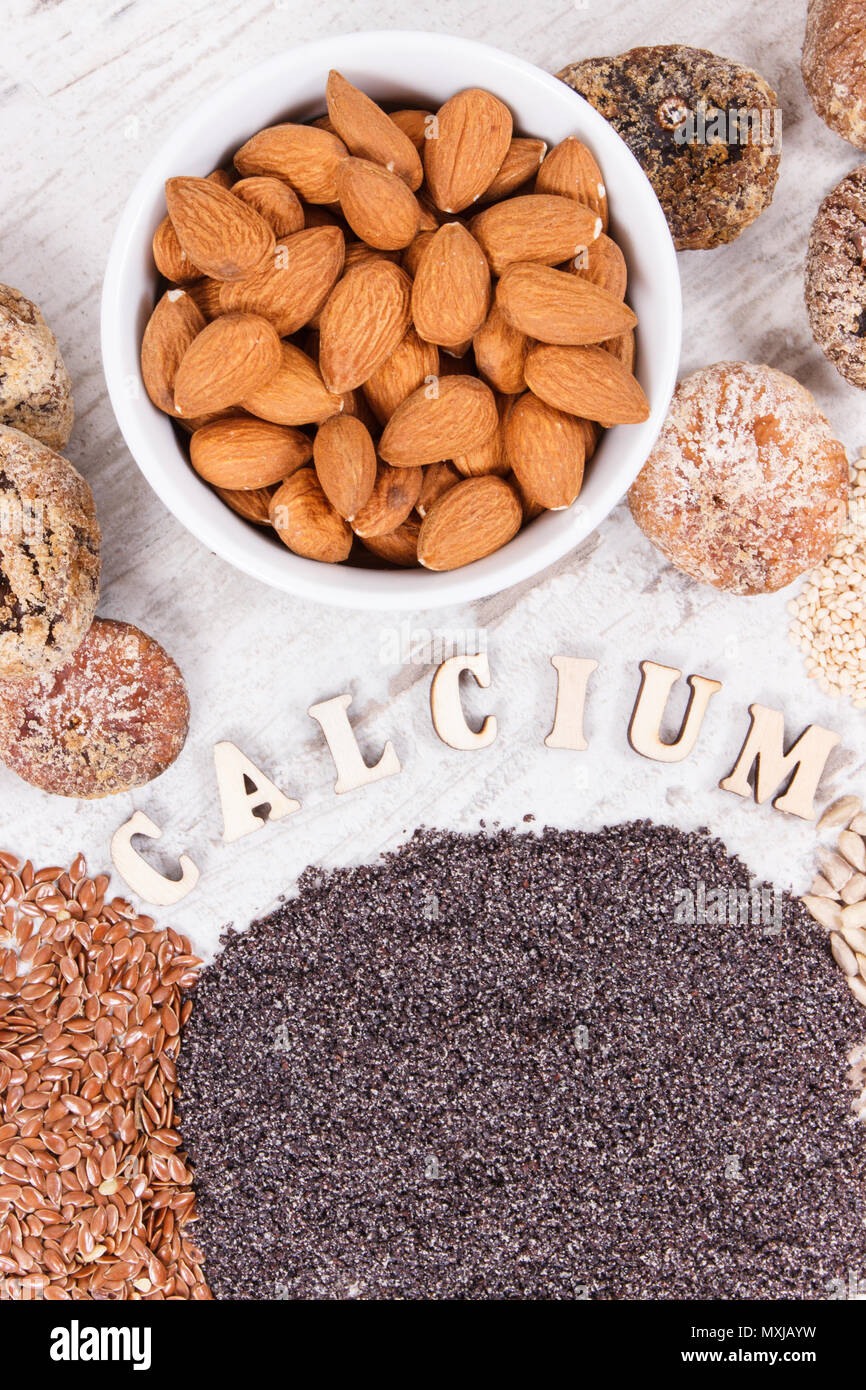 Ingredients or products containing calcium and dietary fiber, natural ...