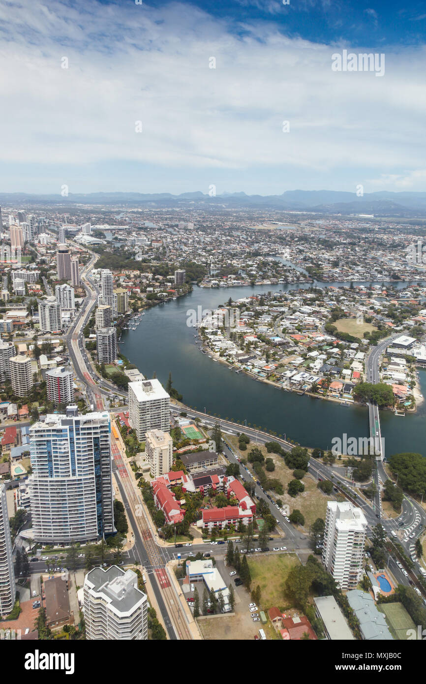 Aerial view of the Nerang River in Surfer Paradise - Gold Coast ...