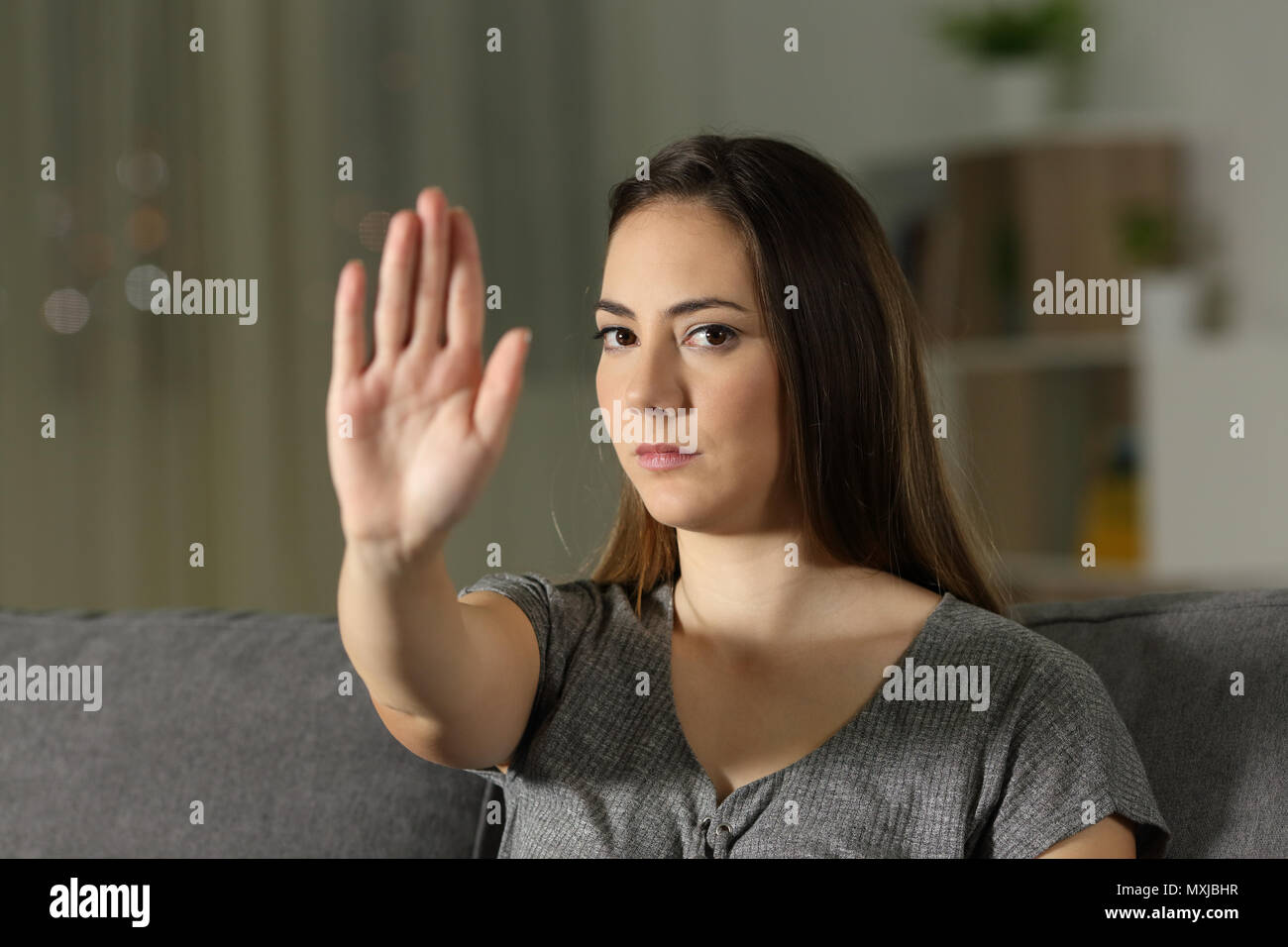 Woman saying stop hi-res stock photography and images - Alamy