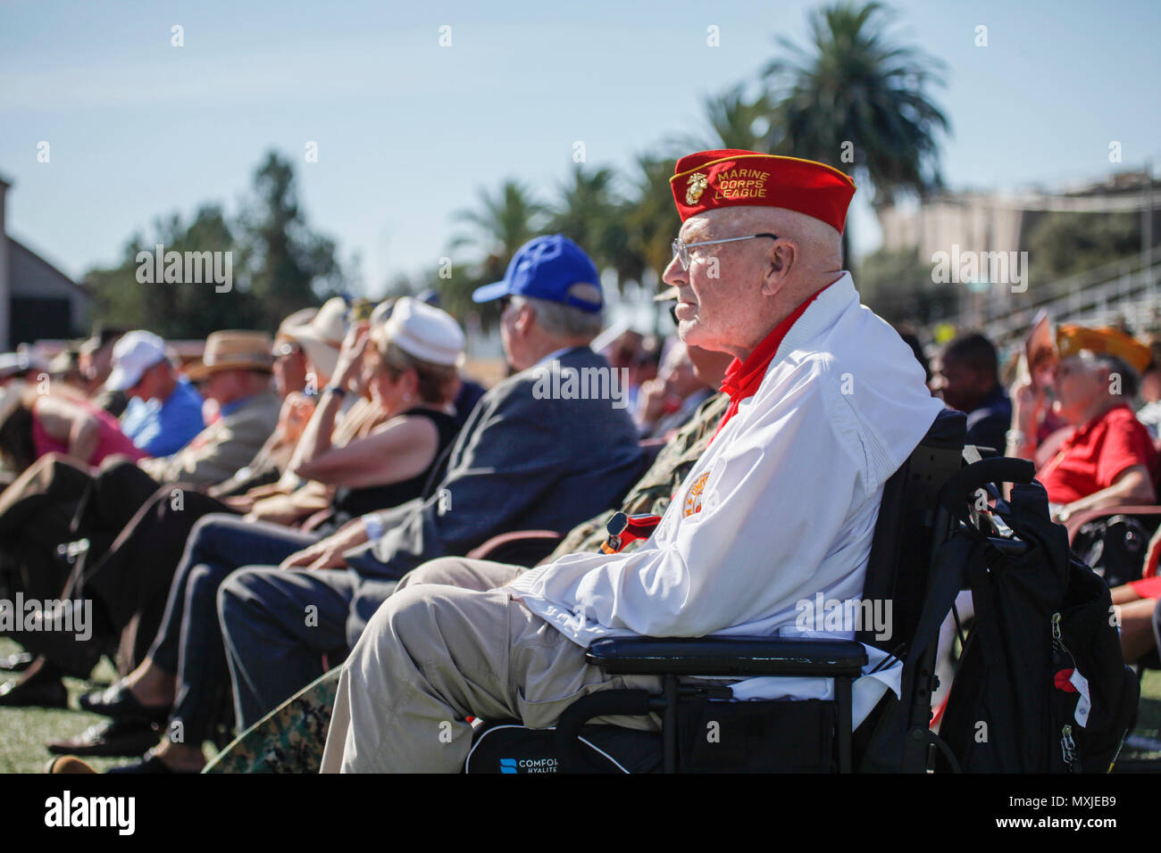 A retired Marine veteran observes the annual Marine Corps Birthday ...