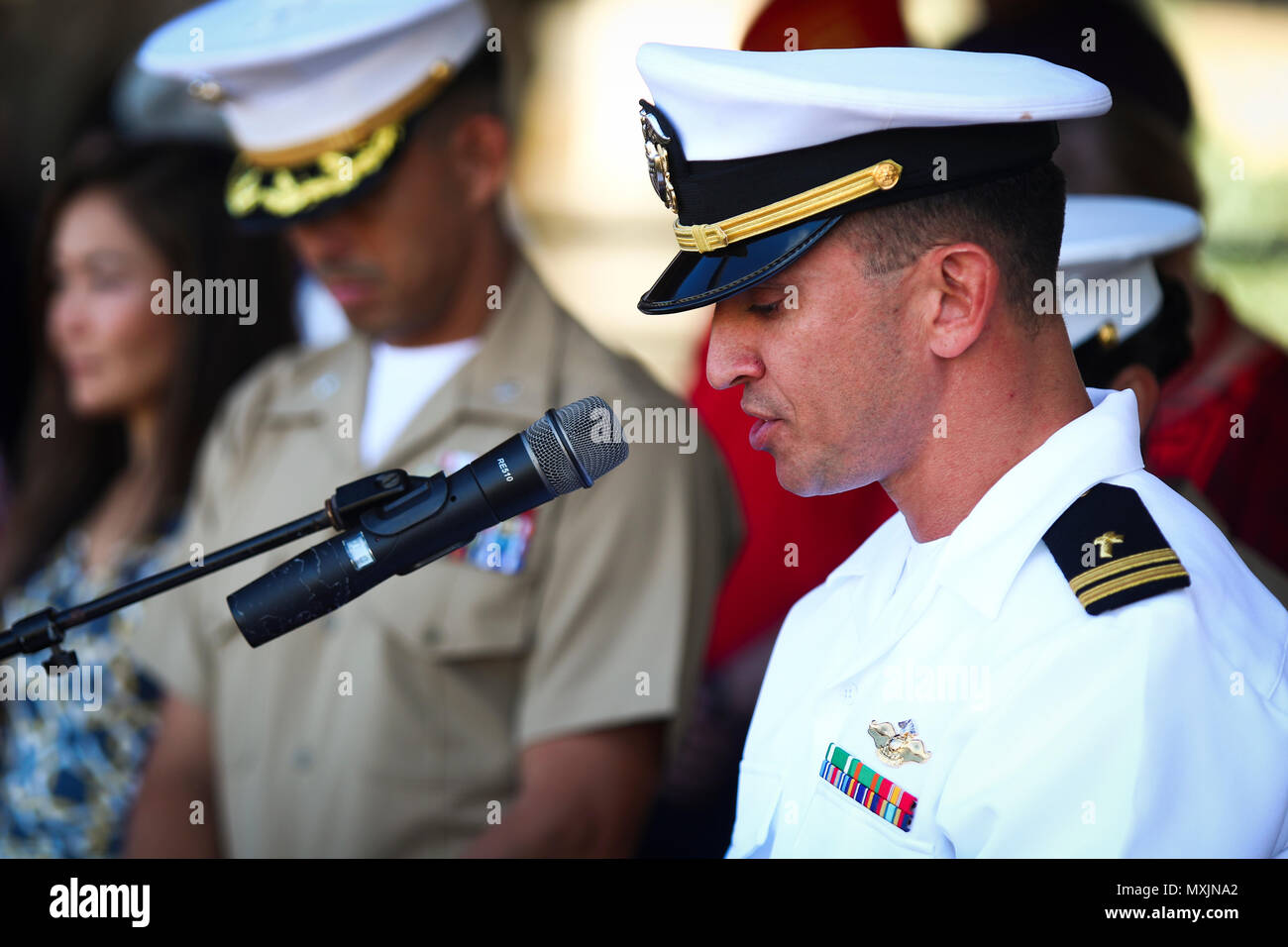 U.S. Navy Lt. Lucas Rex, a chaplain with Headquarters Battalion, Marine ...