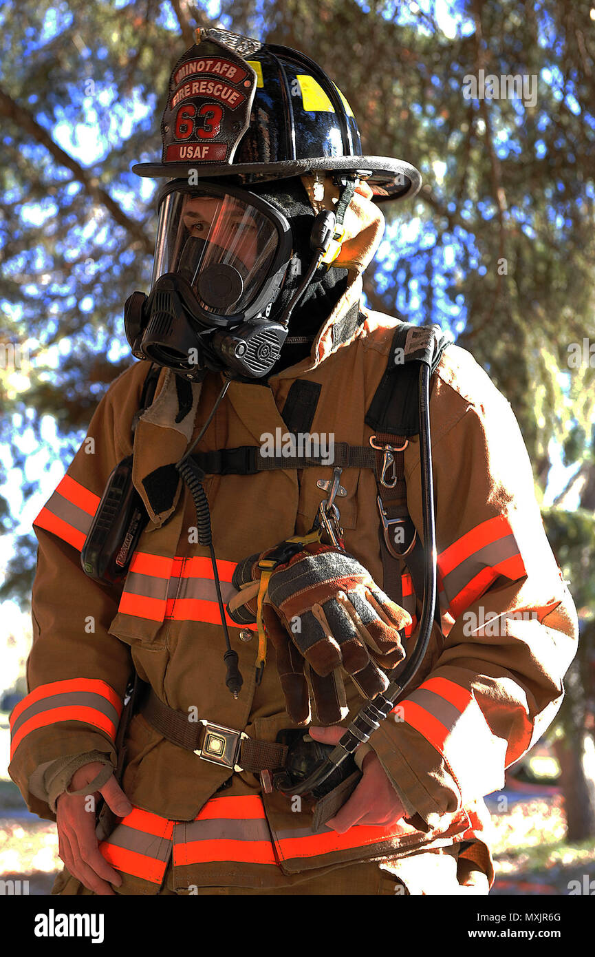 Airman 1st Class Benjamin Cox, 5th Civil Engineer Squadron firefighter ...