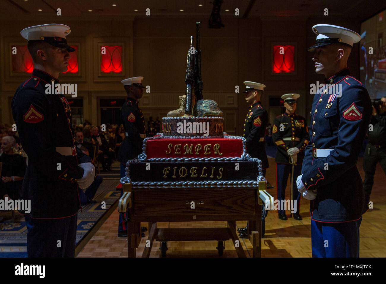 The birthday cake is displayed during the Commandant of the Marine ...