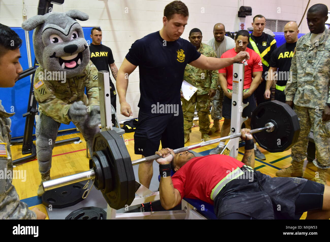 Sgt. Rocky, the mascot for the 3rd Infantry Division, cheers on Sgt ...