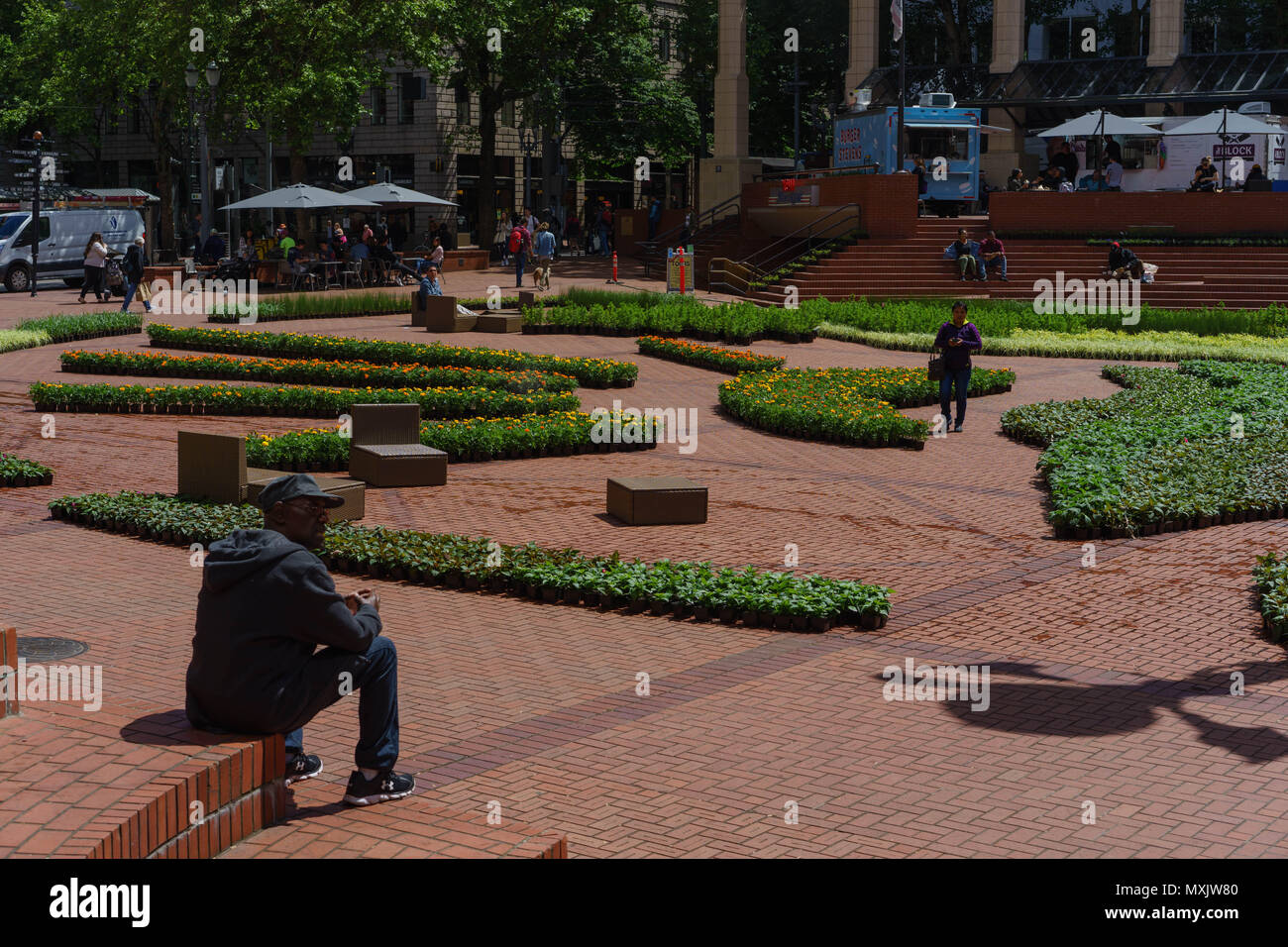Flower show, Pioneer Courthouse Square, Portland, Oregon, USA Stock ...