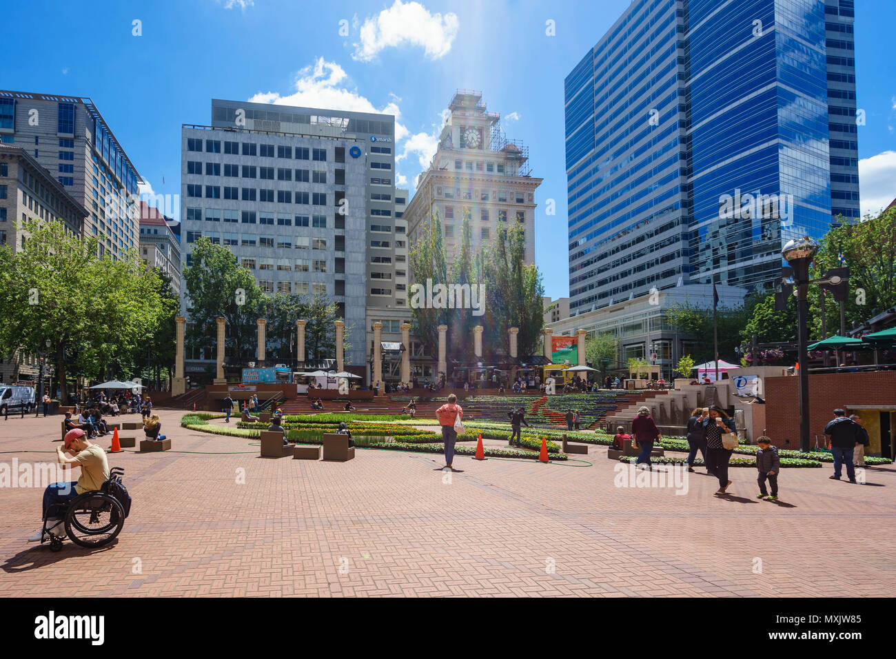 Summer Flower show, Pioneer Courthouse Square, Portland, Oregon, USA ...