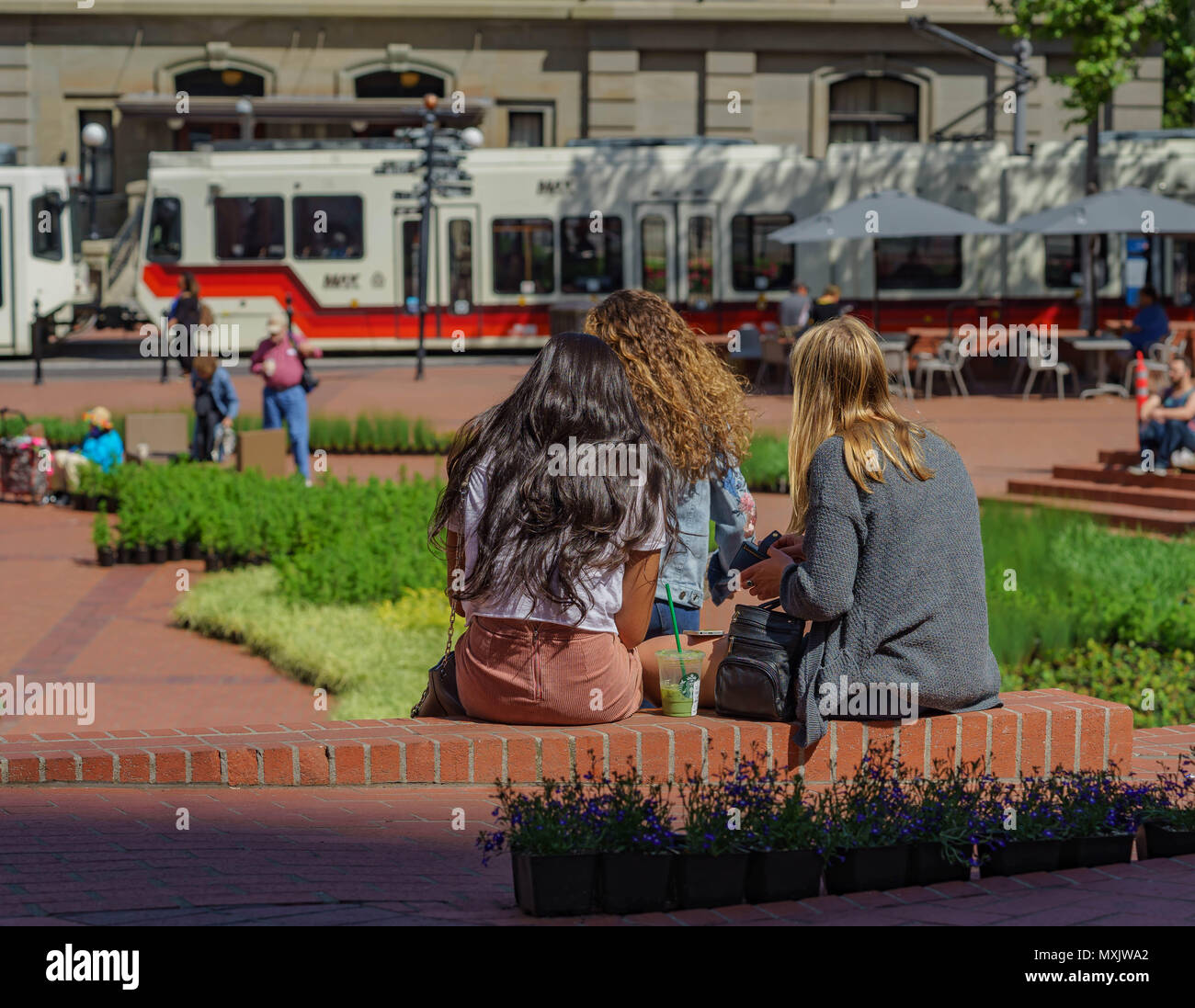 Flower show, Pioneer Courthouse Square, Portland, Oregon, USA Stock ...