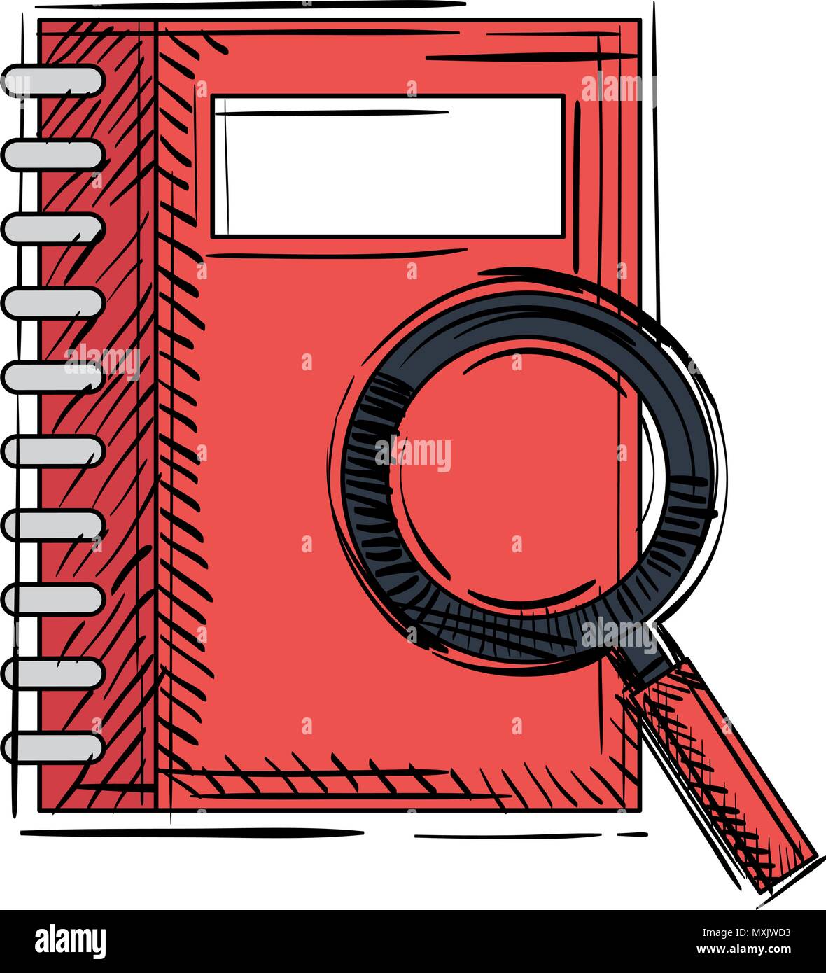 notebook with magnifying glass vector illustration design Stock Vector ...