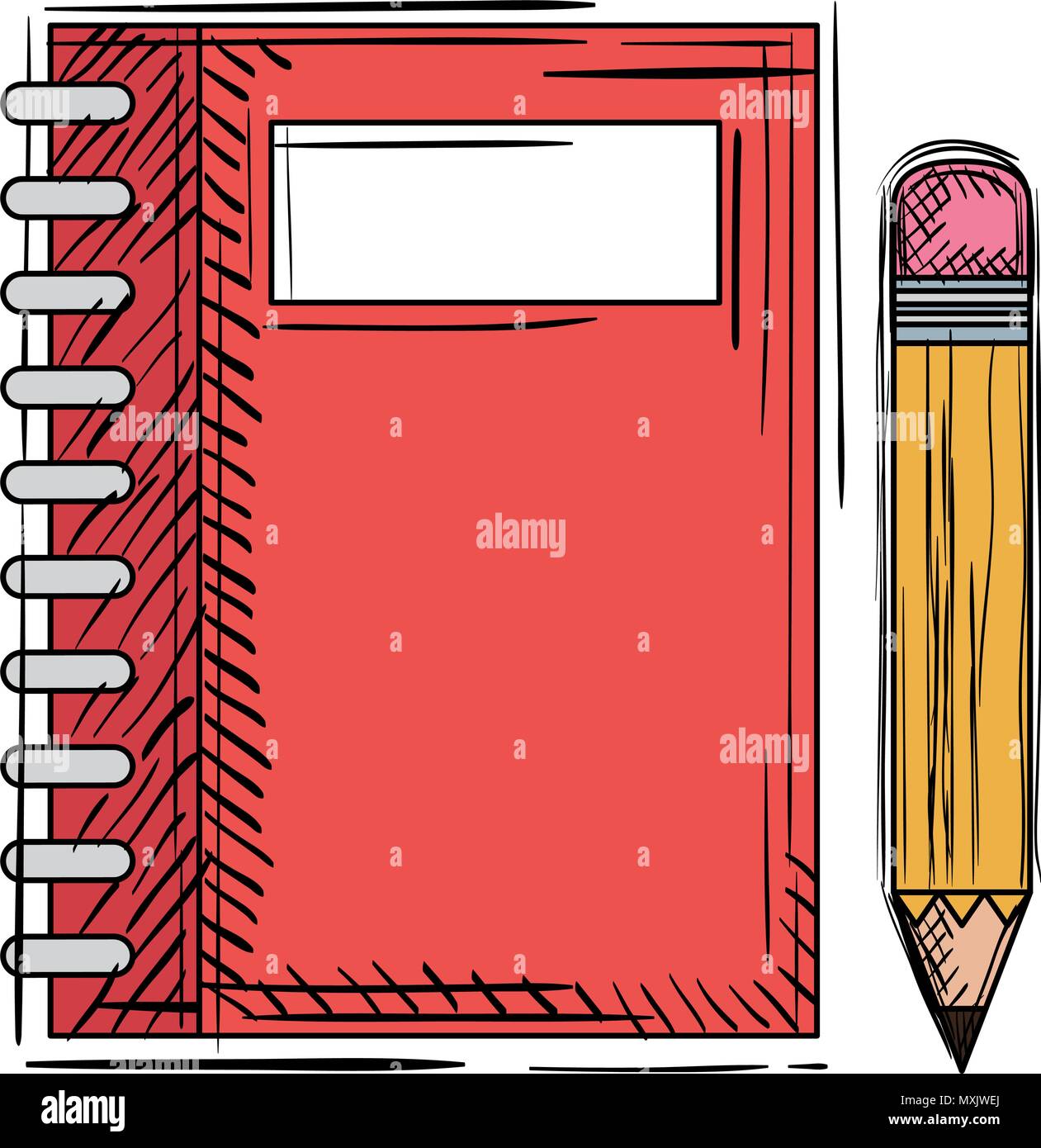 notebook school with pencil vector illustration design Stock Vector ...