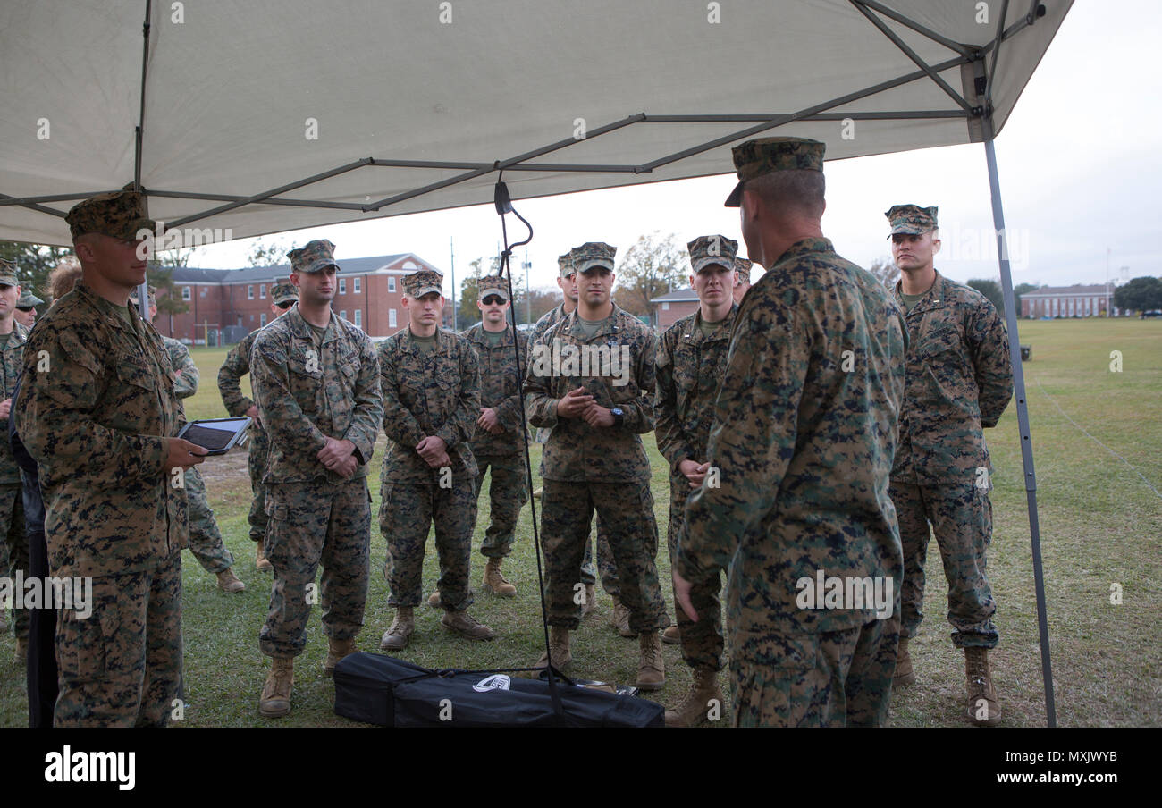 U.S. Marine Corps Maj. Gen. James W. Lukeman, right, commanding general ...