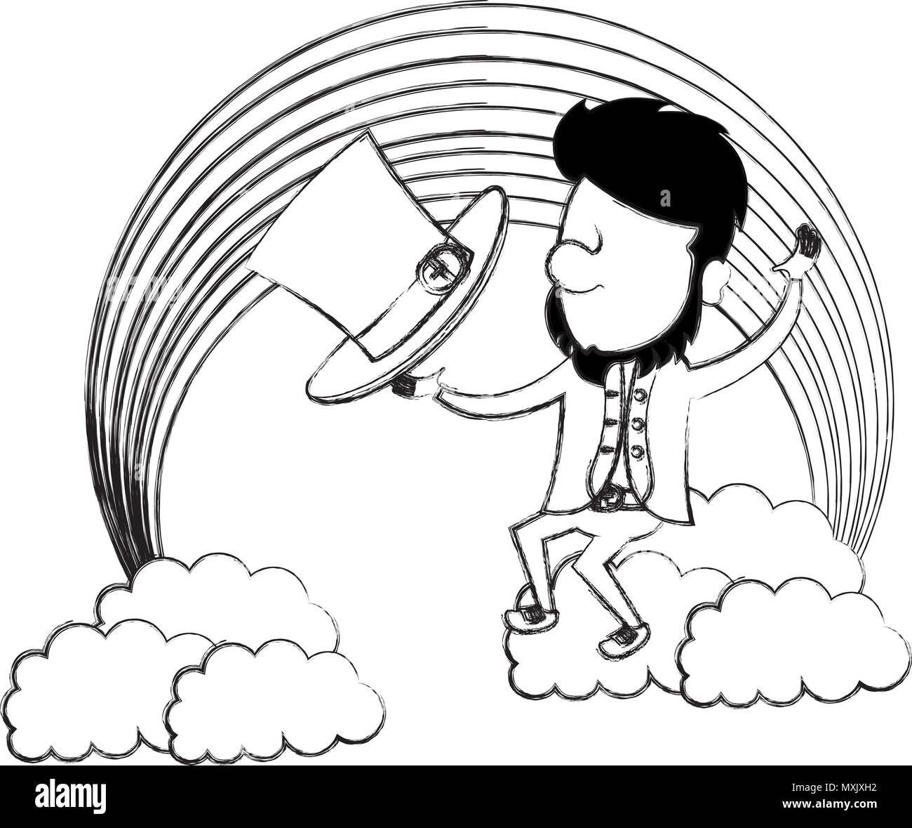 irish elf in cloud with rainbows vector illustration design Stock ...