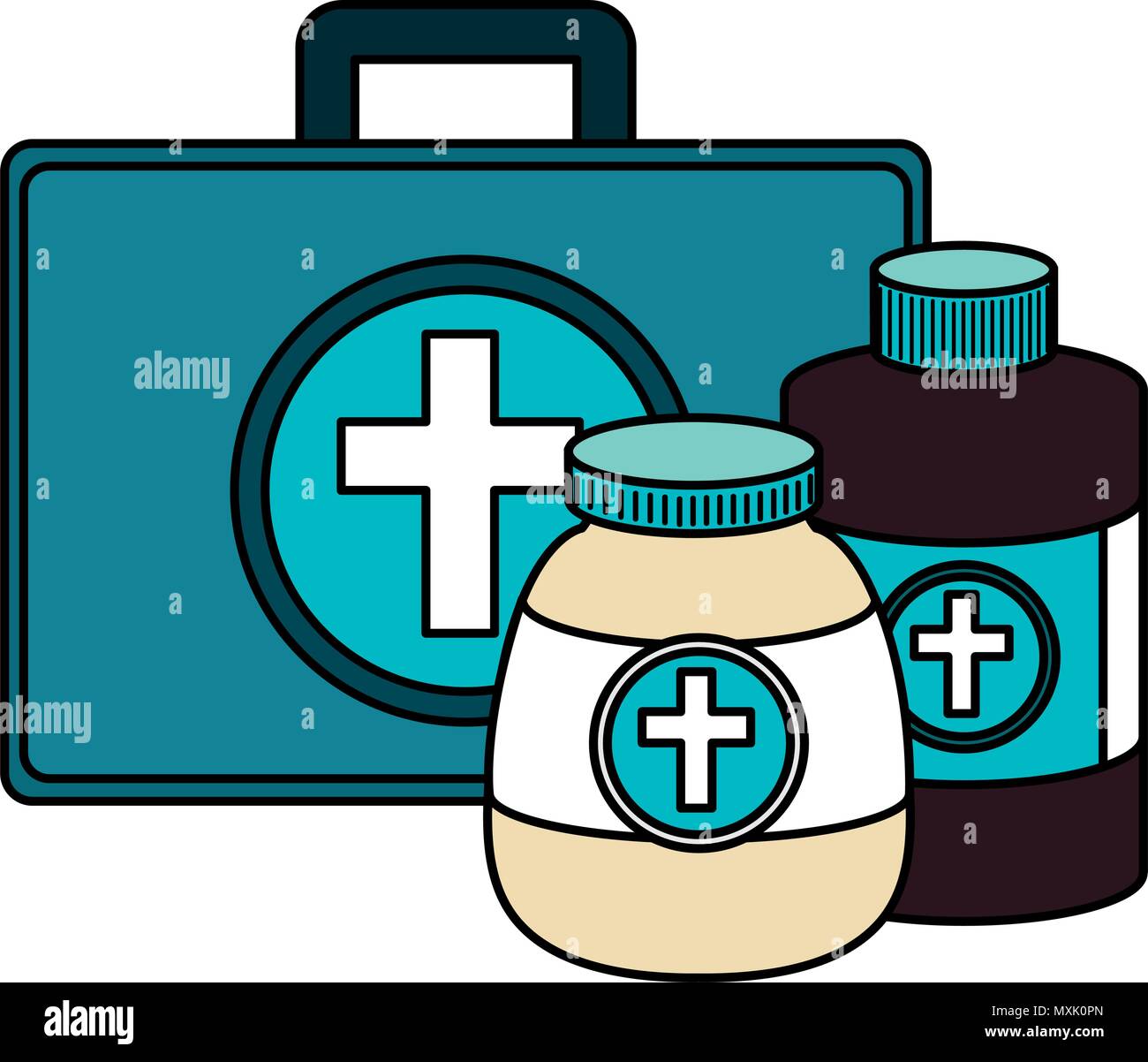 medical kit with equipment vector illustration design Stock Vector ...