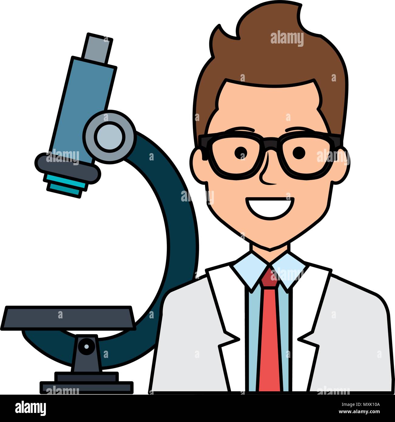 doctor with microscope avatar character vector illustration design ...