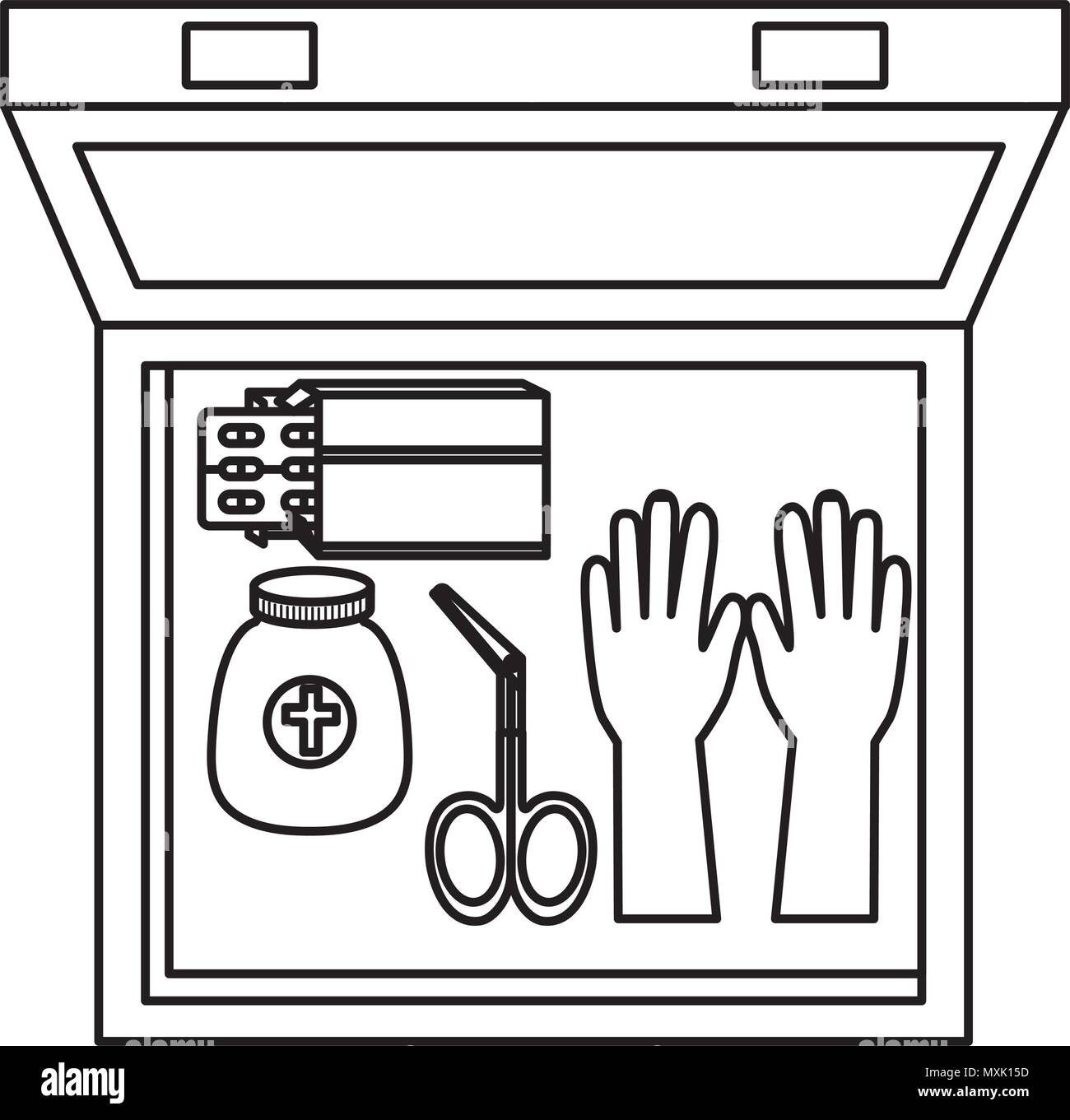 medical kit with equipment vector illustration design Stock Vector ...
