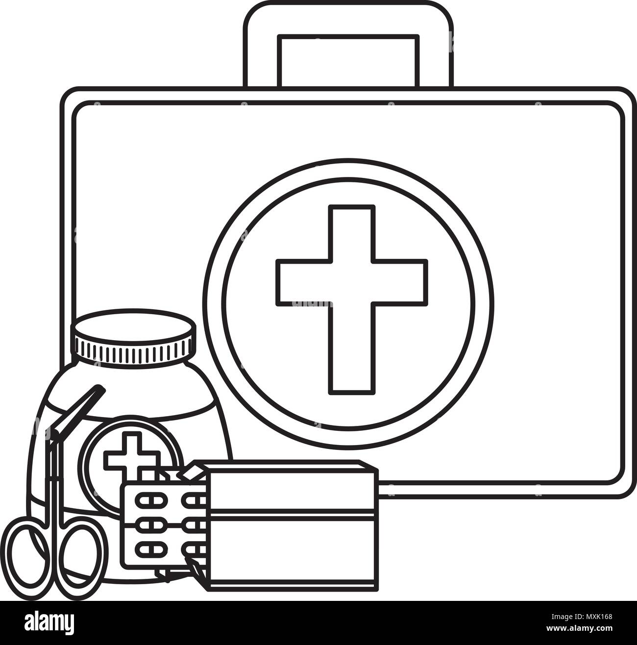 medical kit with equipment vector illustration design Stock Vector ...