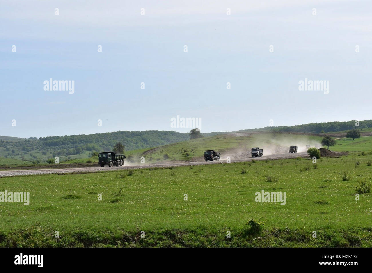 Trucks from 381st Engineer Company, 926th Engineer Battalion, 926th ...
