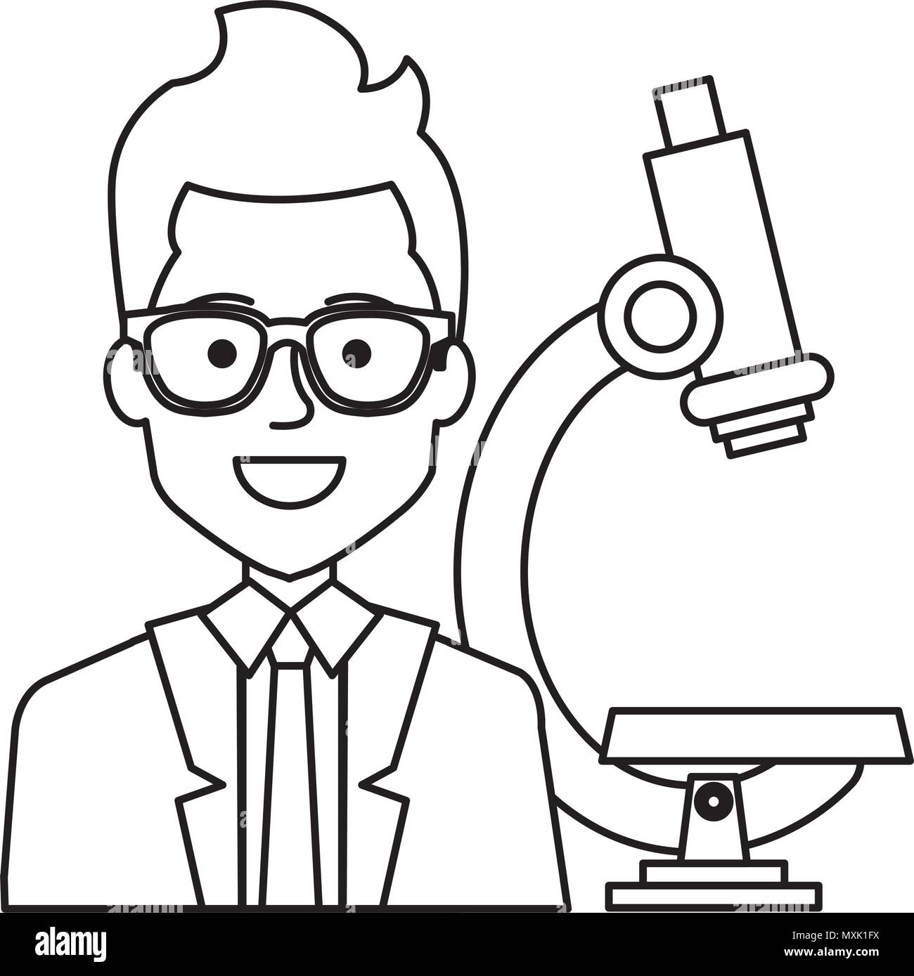 doctor with microscope avatar character vector illustration design ...