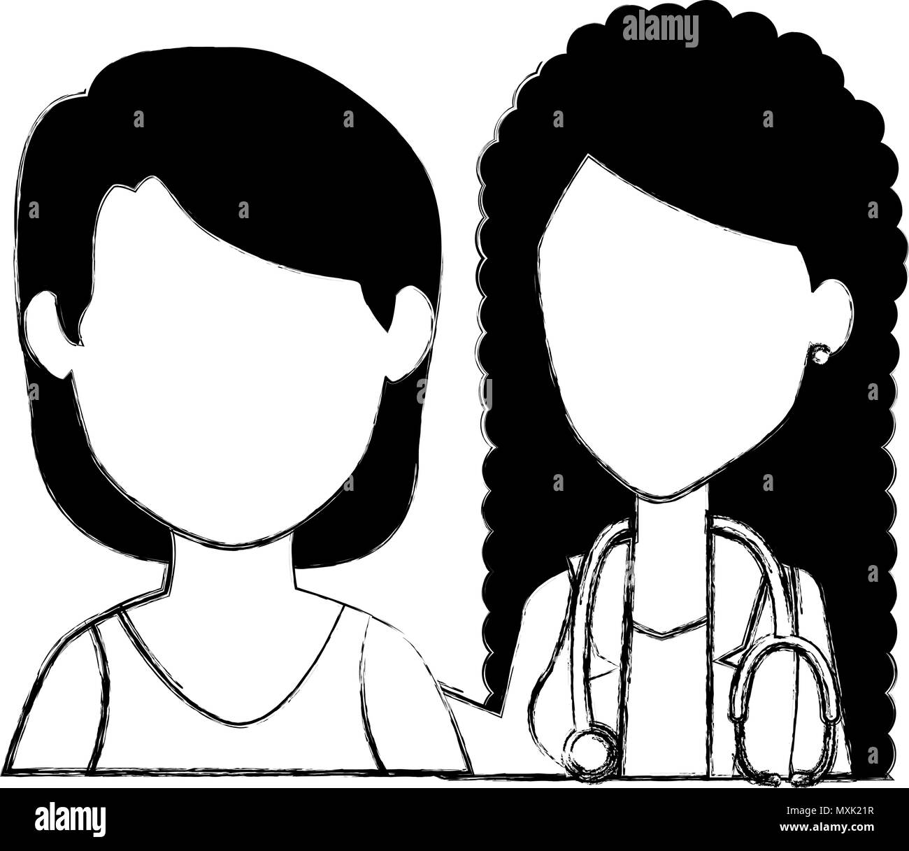 female doctor and patient avatars characters vector illustration design ...