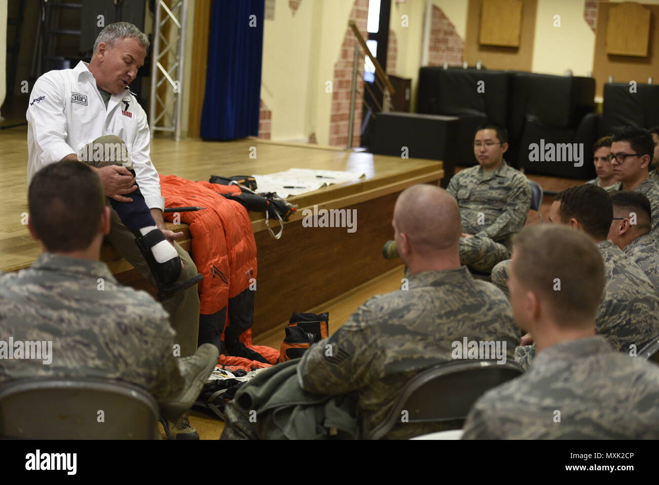 Tom Whittaker, a professional mountain climber, speaks to Airmen about ...