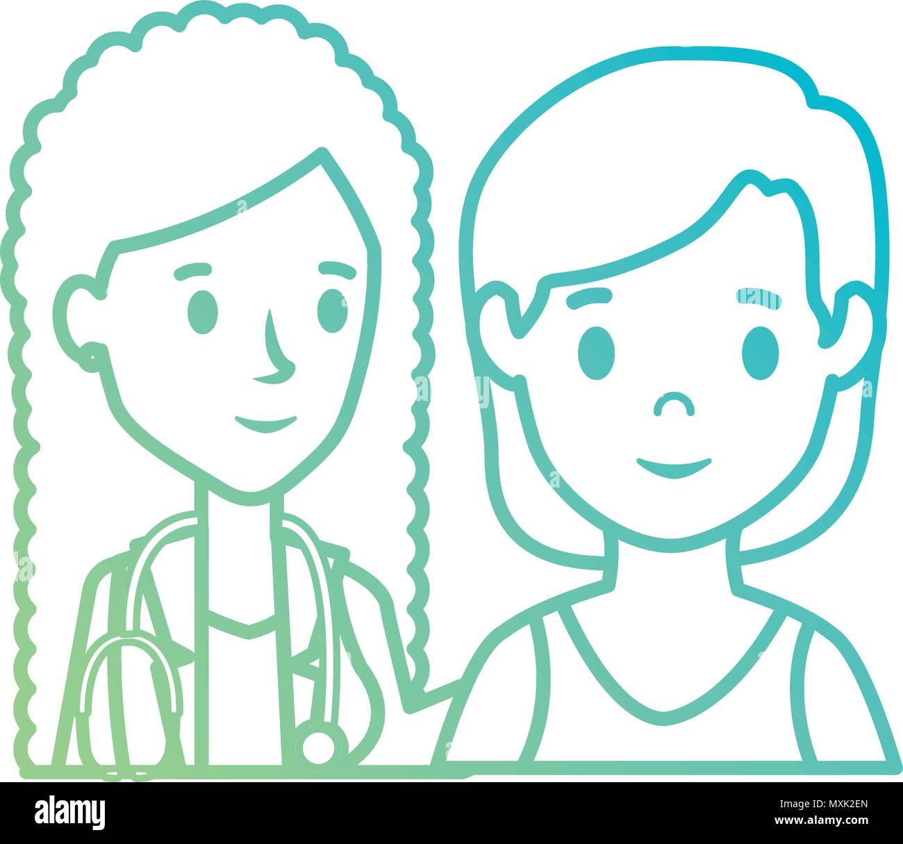 female doctor and patient avatars characters vector illustration design ...